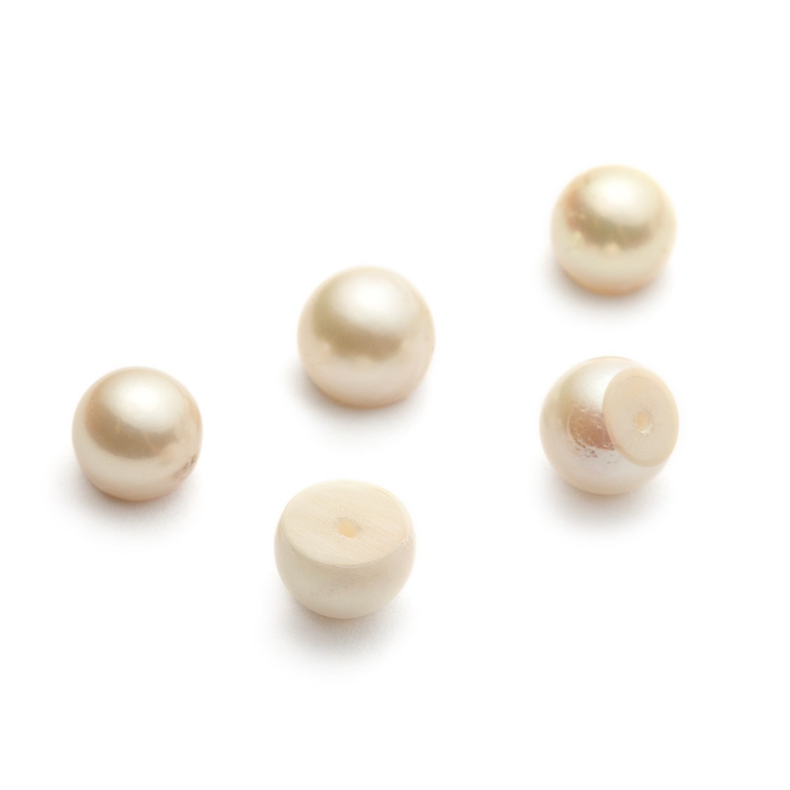 Cultured Half Drilled Pearls, 8-8.5mm, (3/4 Roundish)