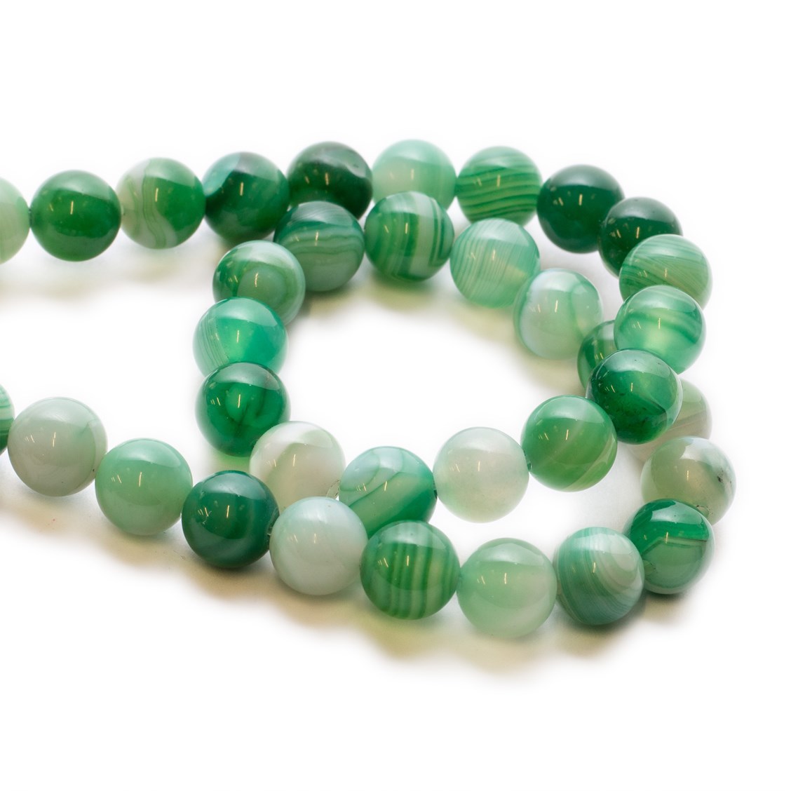 Green Banded Agate Round Beads 8mm
