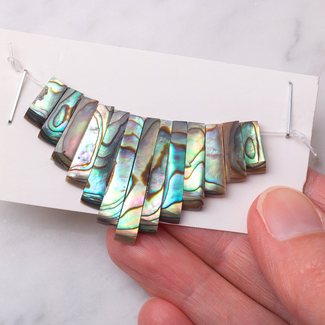 Paua Shell Tapered Gemstone Bead Set with 13 Pieces