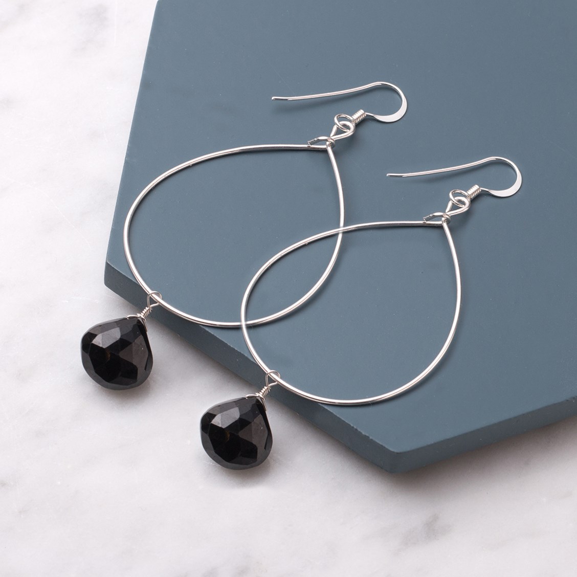 Black Spinel Hoop Earrings | Jewellery Making Kit