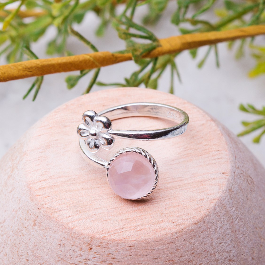 Rose Cut Rose Quartz Flower Ring | Jewellery Making Kit