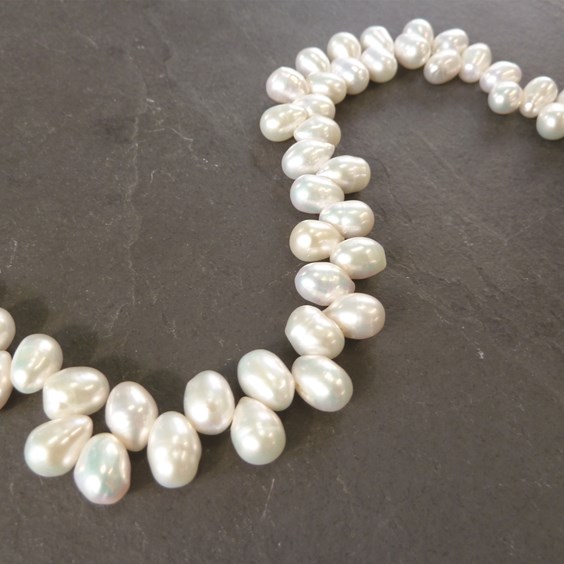Cultured Freshwater Head Drilled Teardrop Shaped White Pearls, Approx ...