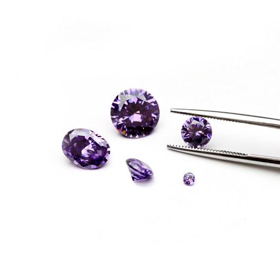 Amethyst Coloured Cubic Zirconia Faceted Stones