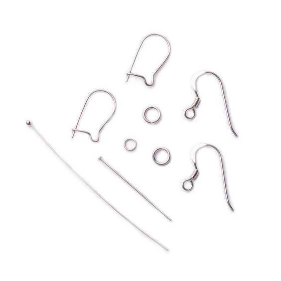 Assorted Sterling Silver Findings Pack for Earrings (34 pieces)