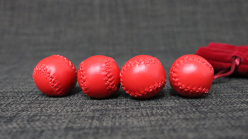 Set of 4 Leather Balls for Cups and Balls (Red and Red) by Leo Smetsers