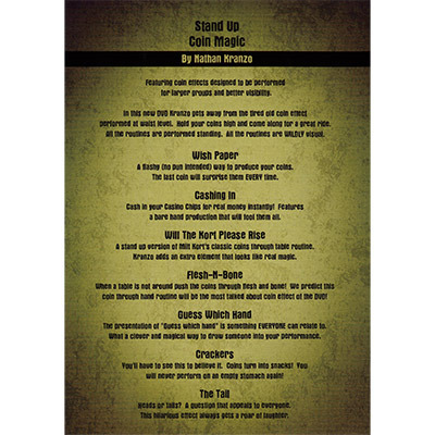 Stand Up Coin Magic by Nathan Kranzo - DVD