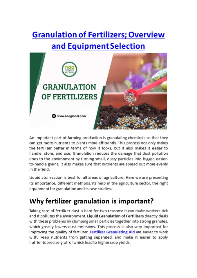 PPT – Granulation of Fertilizers: Overview and Equipment Selection ...