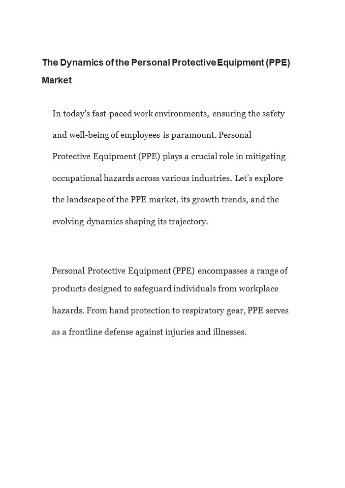 PPT – Dynamics of the PPE Market PowerPoint presentation | free to ...