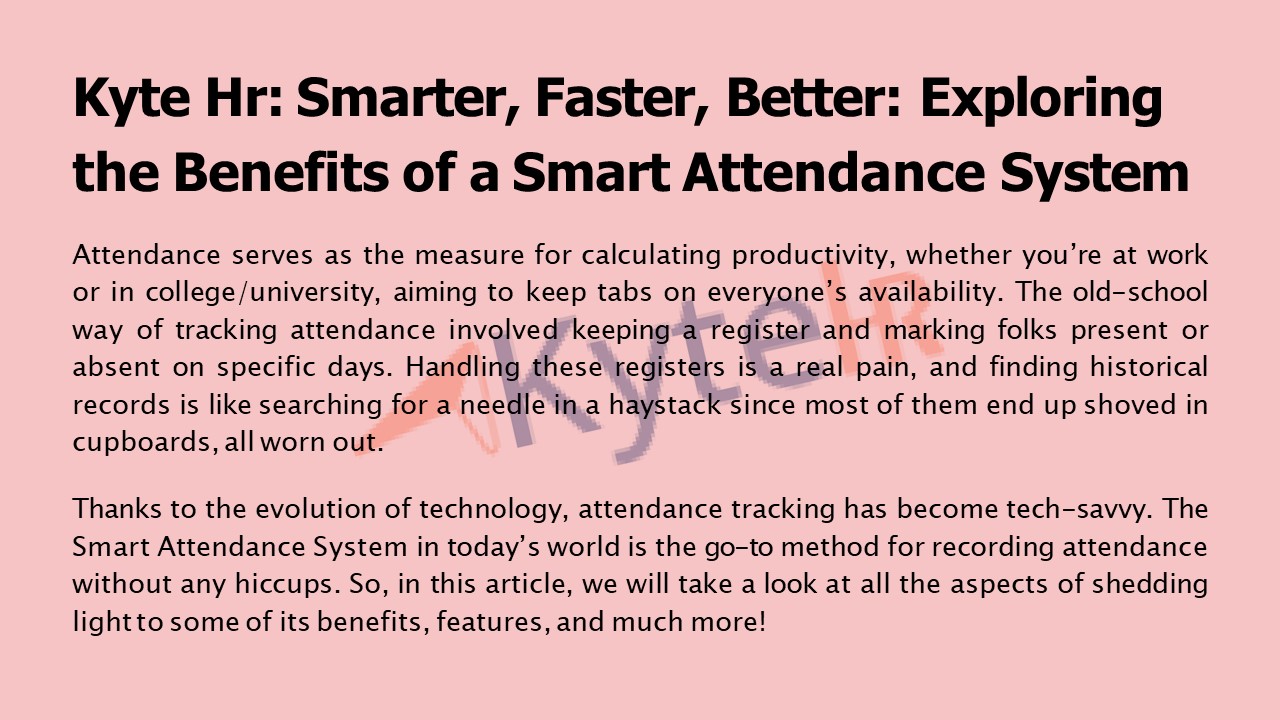 Smart Attendance System presentation | free to download