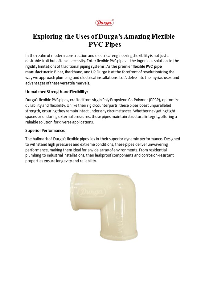 PPT – Exploring the Uses of Durga’s Amazing Flexible PVC Pipes ...