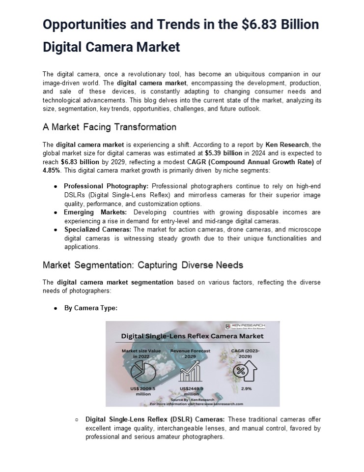 PPT – Opportunities and Trends in the $6.83 Billion Digital Camera ...