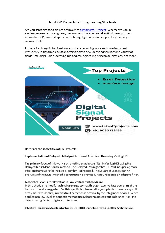 Top DSP Projects For Engineering Student presentation | free to download