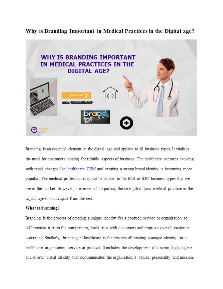 PPT – Why is Branding Important in Medical Practices in the Digital age? PowerPoint presentation ...