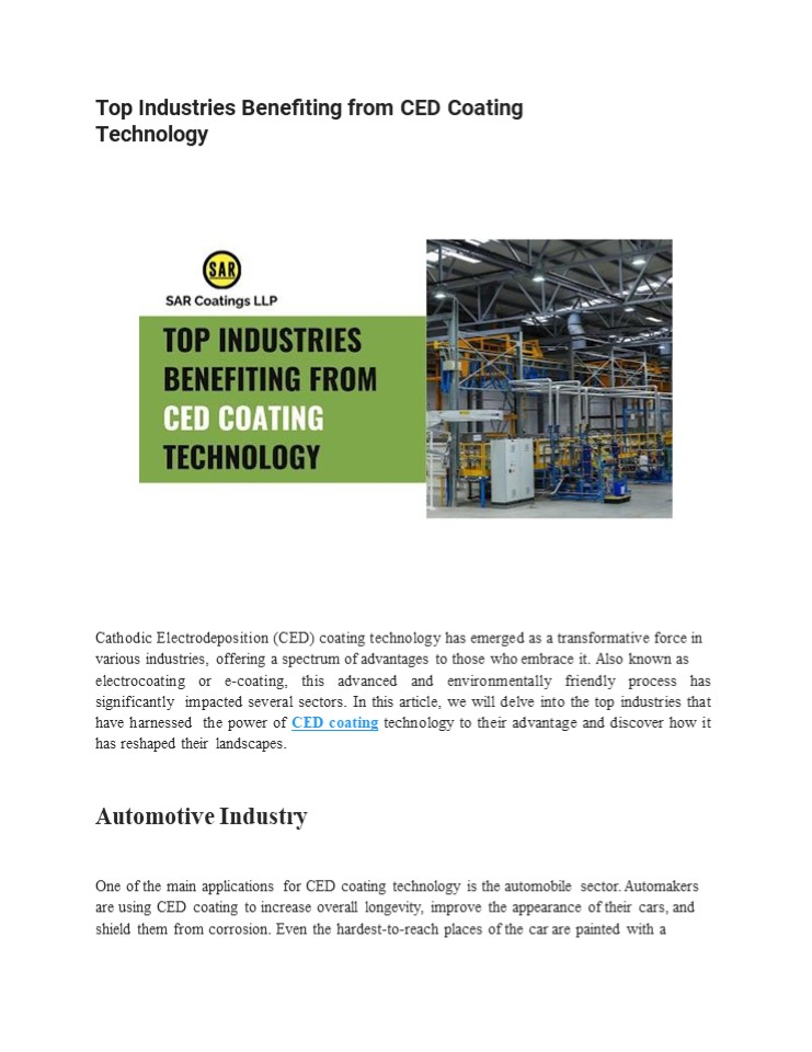 CED Coating Services | CED Coating presentation | free to download