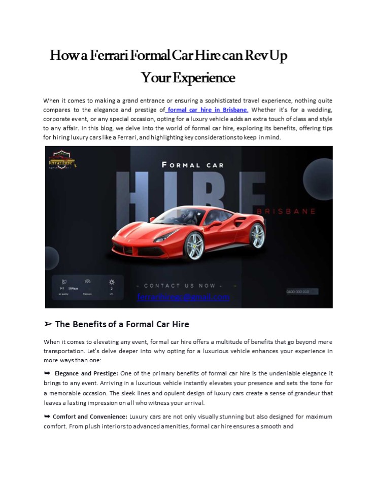 How a Ferrari Formal Car Hire can Rev Up Your Experience presentation ...
