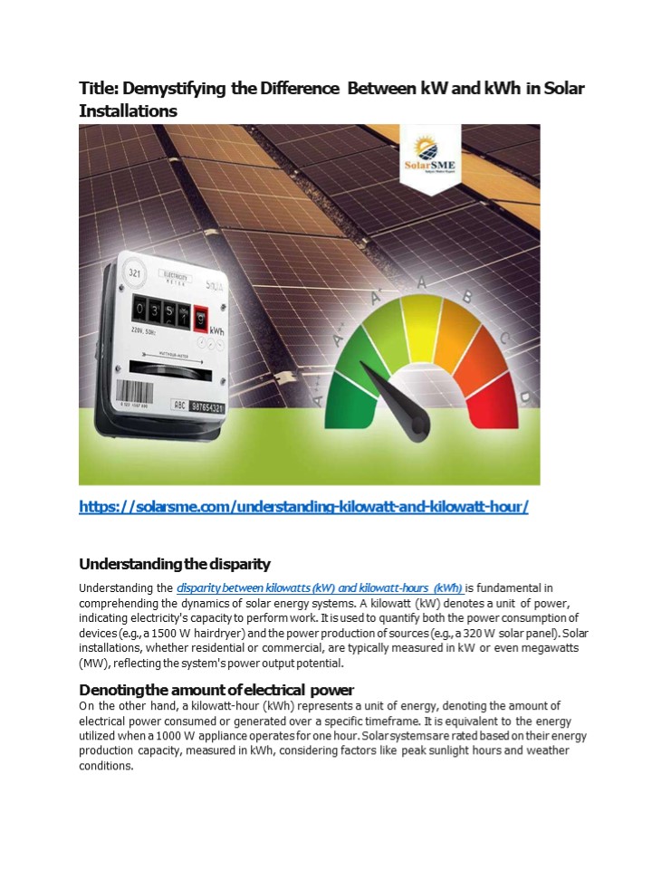 Demystifying the Difference Between kW and kWh in Solar Installations presentation | free to ...