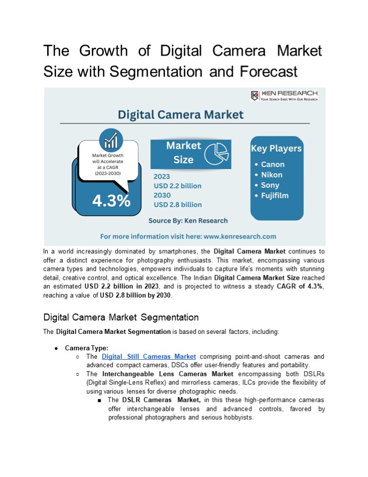 PPT – The Growth of Digital Camera Market Size with Segmentation and ...