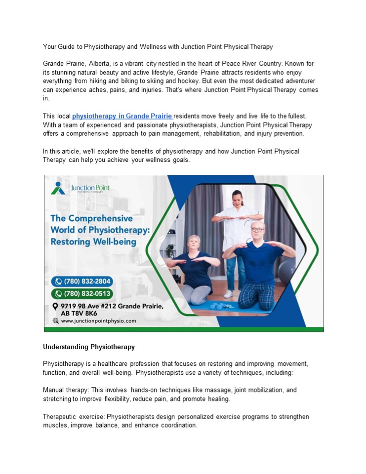 PPT – Your Guide to Physiotherapy and Wellness with Junction Point ...