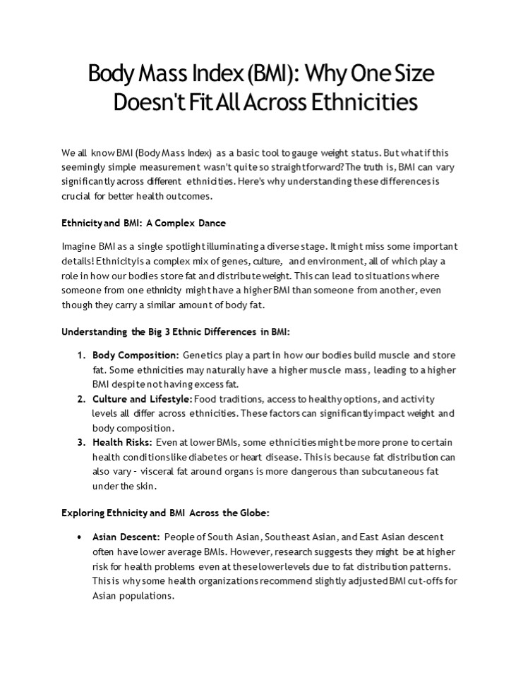 PPT – Explore 3 Major Ethnic Differences in BMI With Groups And ...