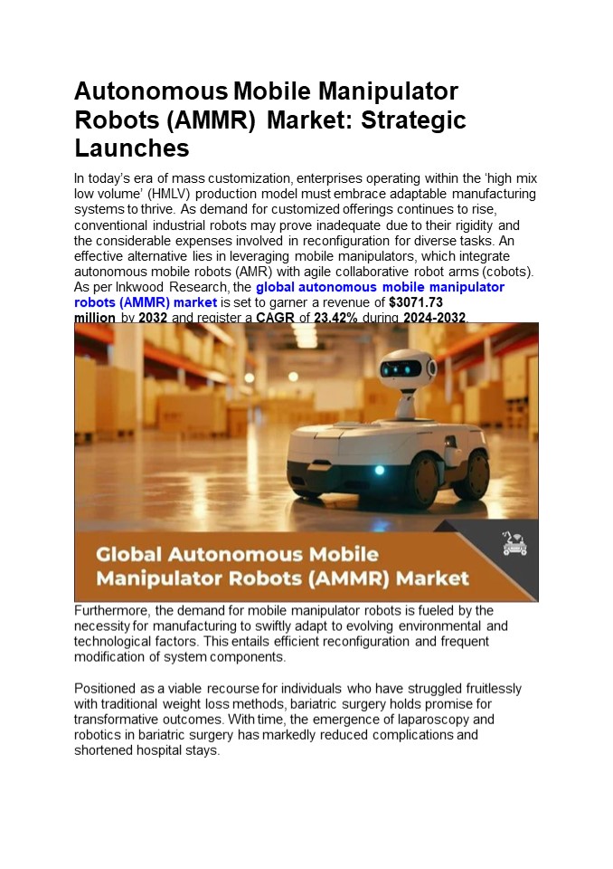 PPT – Autonomous Mobile Manipulator Robots (AMMR) Market: Strategic Launches PowerPoint ...
