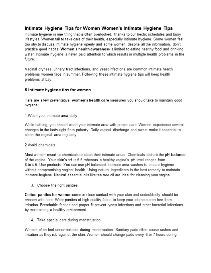 PPT – Women's Intimate Hygiene Tips PowerPoint presentation | free to ...