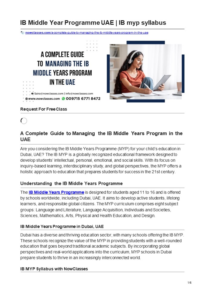 A Complete Guide to Managing the IB Middle Years Program in the UAE ...