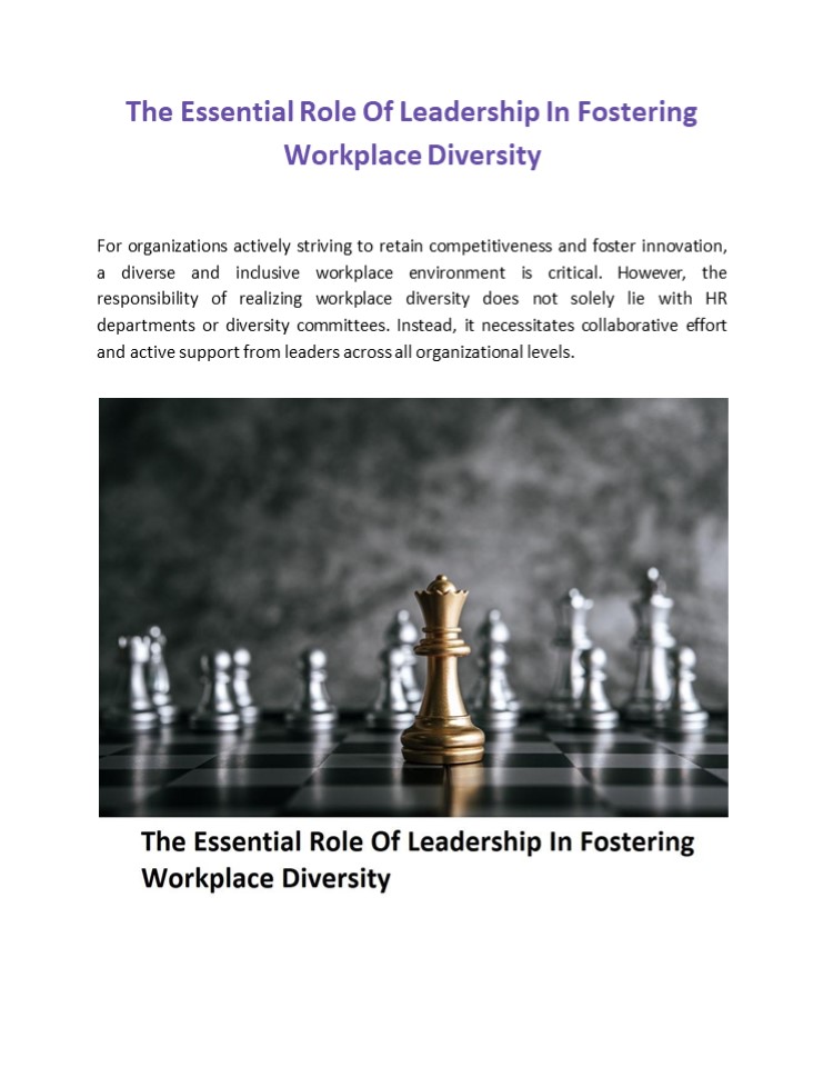 The Essential Role Of Leadership In Fostering Workplace Diversity ...