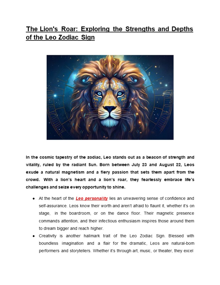 PPT – The Lion's Roar: Exploring the Strengths and Depths of the Leo ...