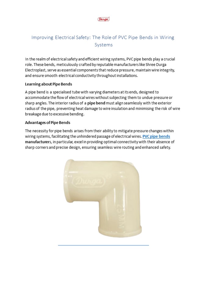 Improving Electrical Safety: The Role of PVC Pipe Bends in Wiring ...