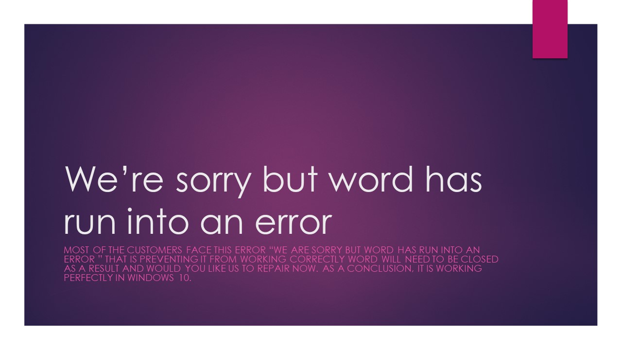 We’re sorry but word has run into an error presentation | free to download