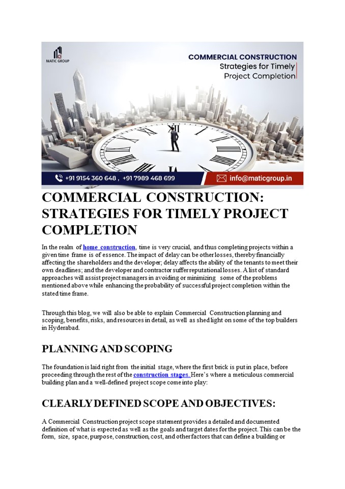 Commercial Construction: Strategies For Timely Project Completion ...