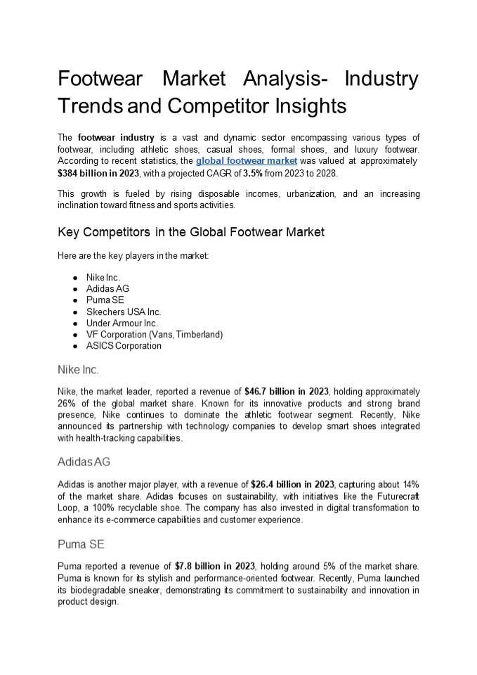 Footwear Market Analysis- Industry Trends and Competitor Insights ...