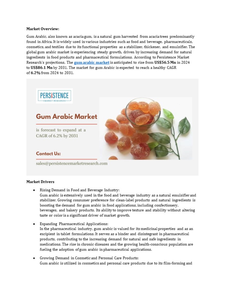 Innovations in Processing and Extraction in the Gum Arabic Market ...