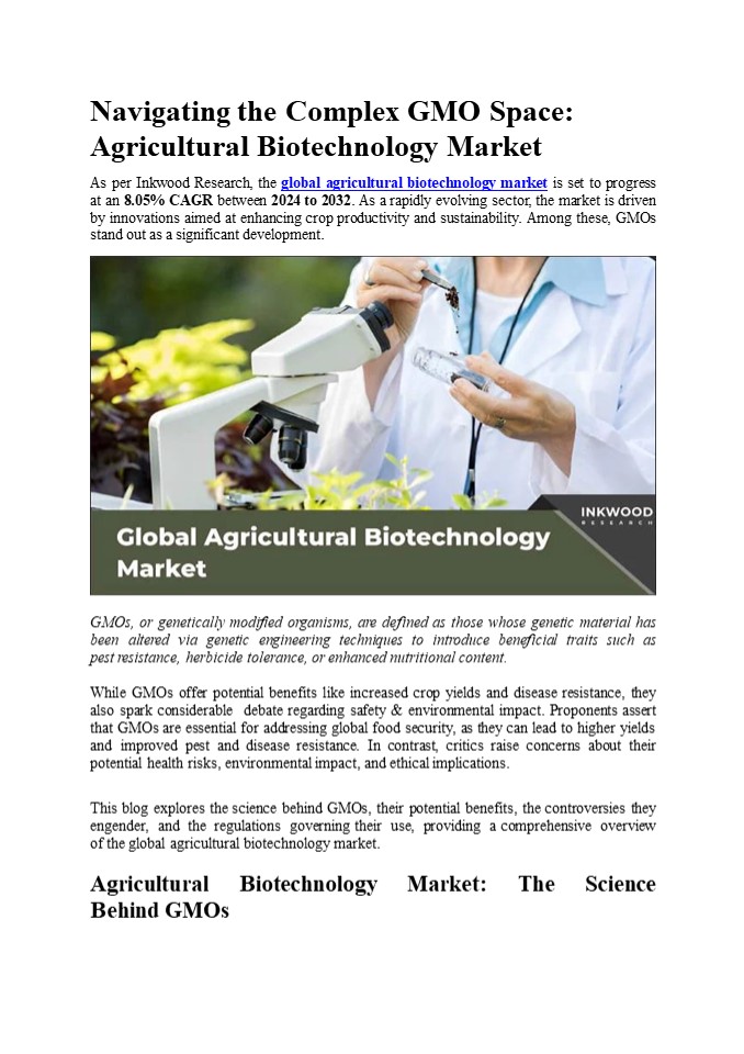 PPT – Navigating the Complex GMO Space: Agricultural Biotechnology ...