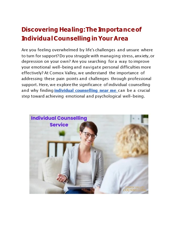 Discovering Healing: The Importance of Individual Counselling in Your ...