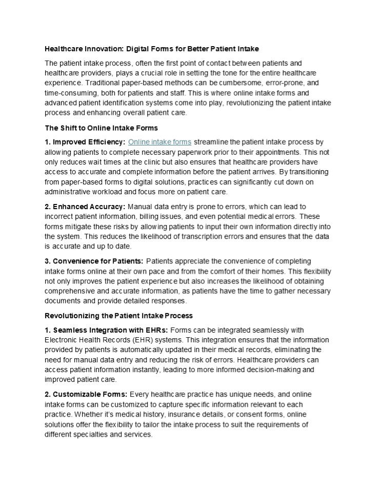 PPT – Healthcare Innovation: Digital Forms for Better Patient Intake ...