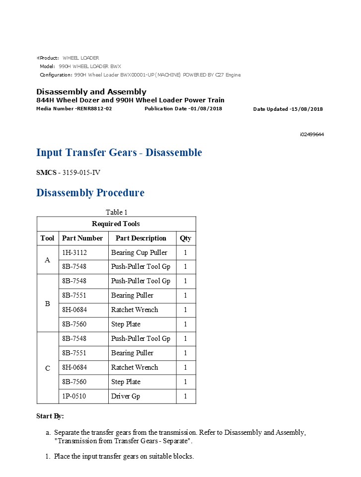 Caterpillar Cat 990H Wheel Loader (Prefix BWX) Service Repair Manual ...
