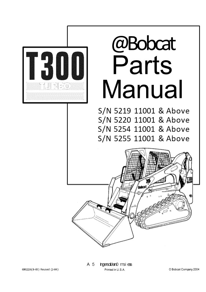 Bobcat T300 Compact Track Loader Parts Catalogue Manual Instant ...