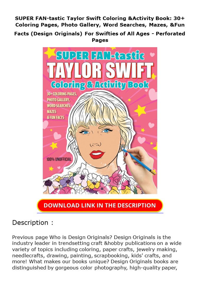 PDF SUPER FAN-tastic Taylor Swift Coloring & Activity Book: 30 ...