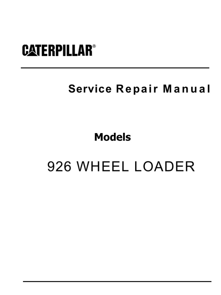 Caterpillar Cat 926 WHEEL LOADER (Prefix 4NB) Service Repair Manual ...