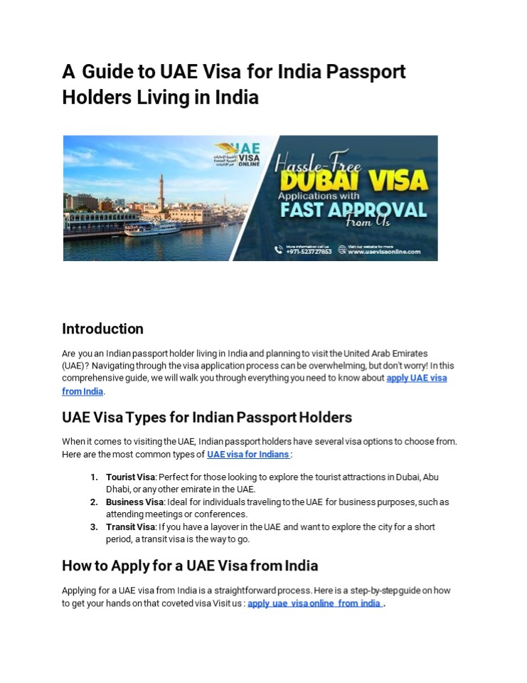 PPT – A Guide to UAE Visa for India Passport Holders Living in India ...