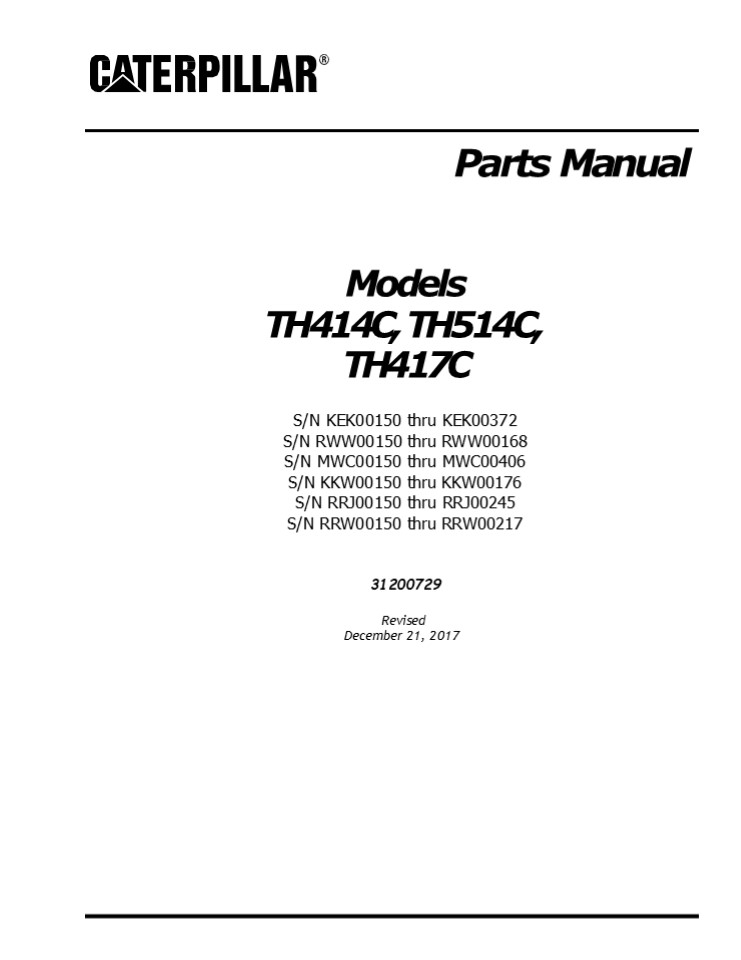 PPT – Caterpillar Cat TH514C Telehandler Parts Catalogue Manual Instant ...