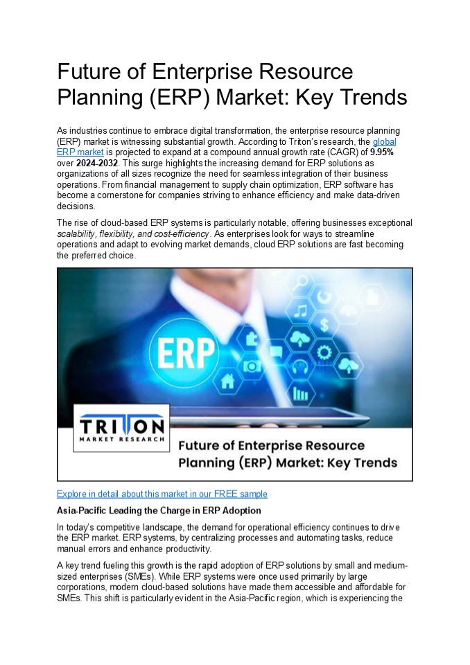 PPT – Future of Enterprise Resource Planning (ERP) Market: Key Trends PowerPoint presentation ...