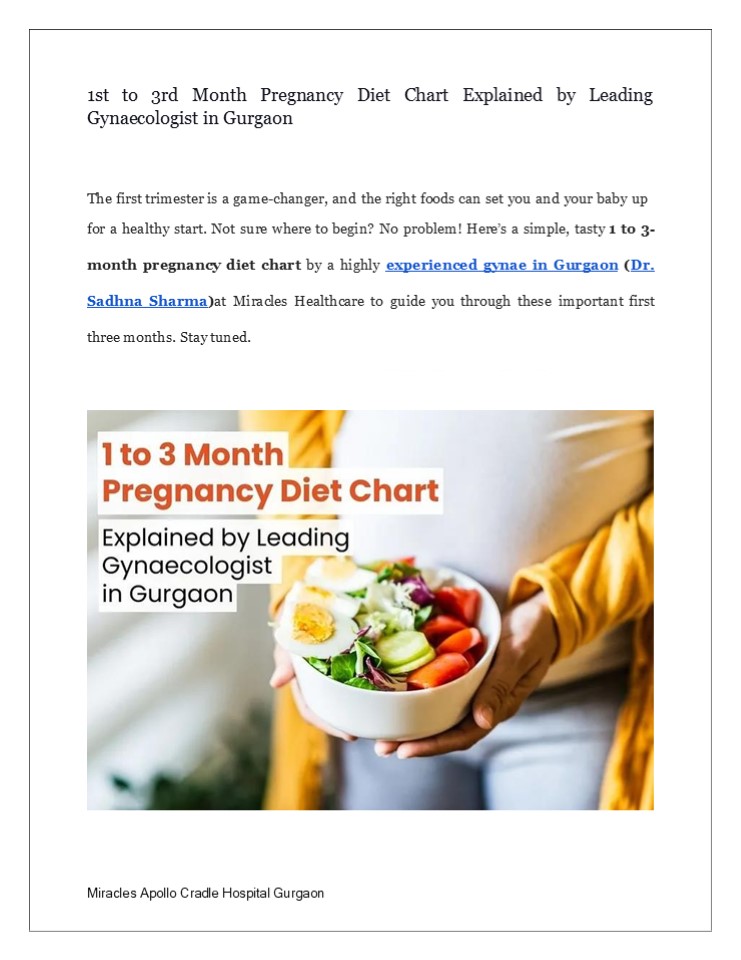 Miracles Apollo Cradle Hospital Gurgaon 1st to 3rd Month Pregnancy Diet ...