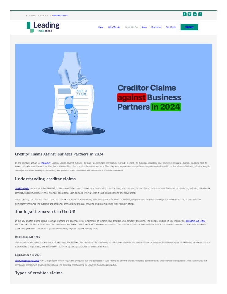 Creditor Claims Against Business Partners in 2024 presentation | free to download