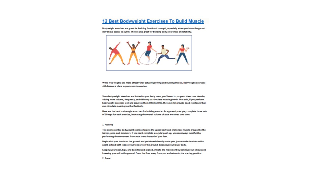 PPT – 12 Best Bodyweight Exercises To Build Muscle PowerPoint ...