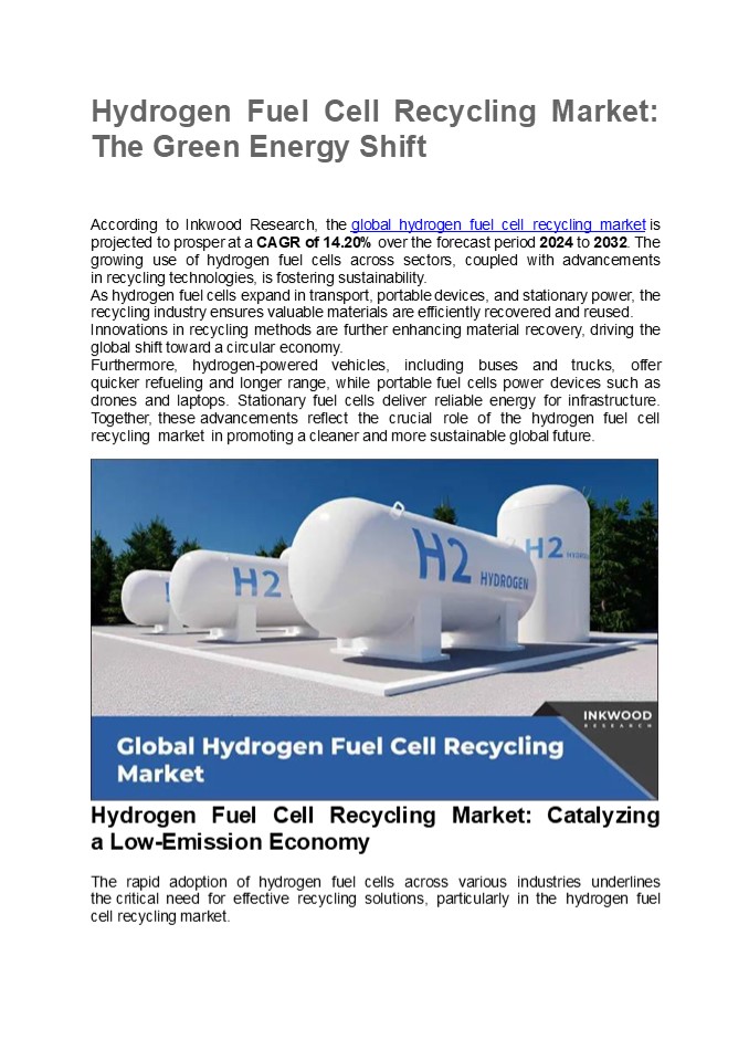PPT – Hydrogen Fuel Cell Recycling Market: The Green Energy Shift PowerPoint presentation | free ...