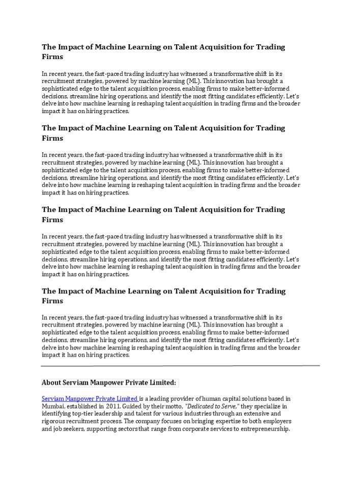 PPT – The Impact of Machine Learning on Talent Acquisition for Trading ...