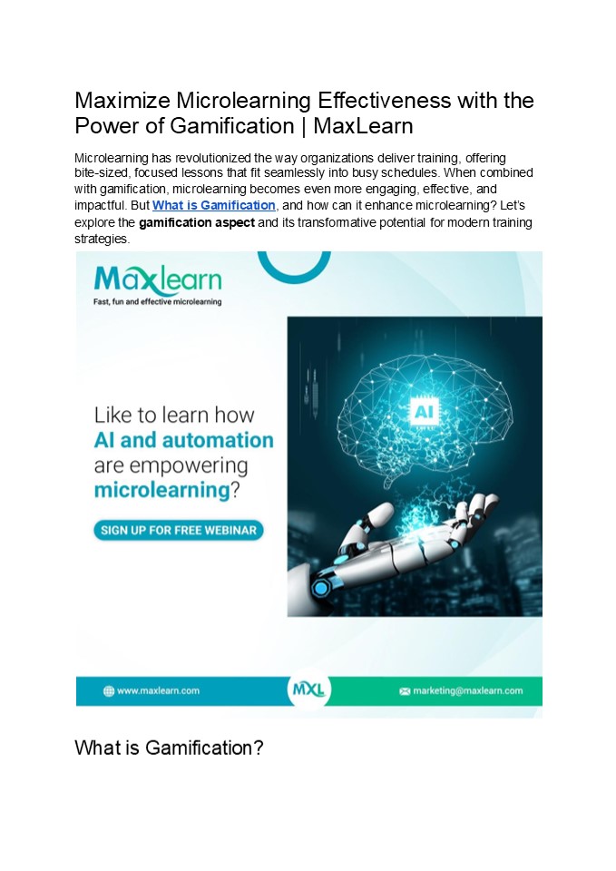PPT – Maximize Microlearning Effectiveness with the Power of Gamification | MaxLearn PowerPoint ...