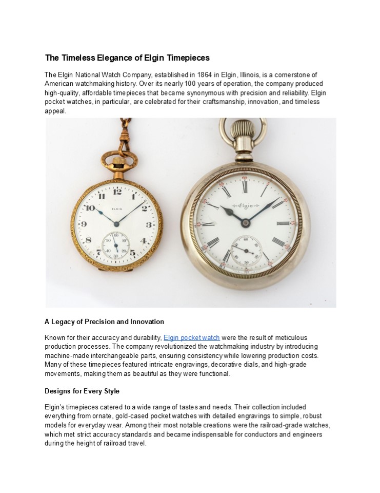 PPT – The Timeless Elegance of Elgin Timepieces PowerPoint presentation ...